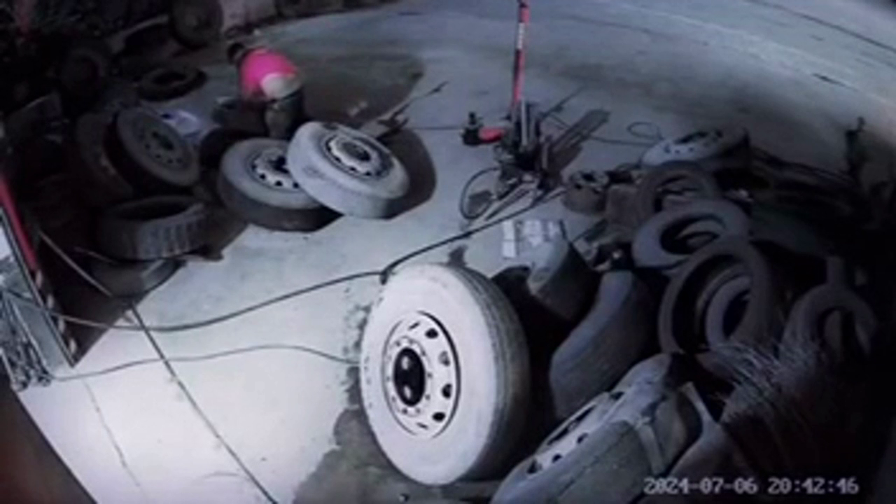 Too Much Pressure In The Wheel Caused It To Explode. The Worker Died ...